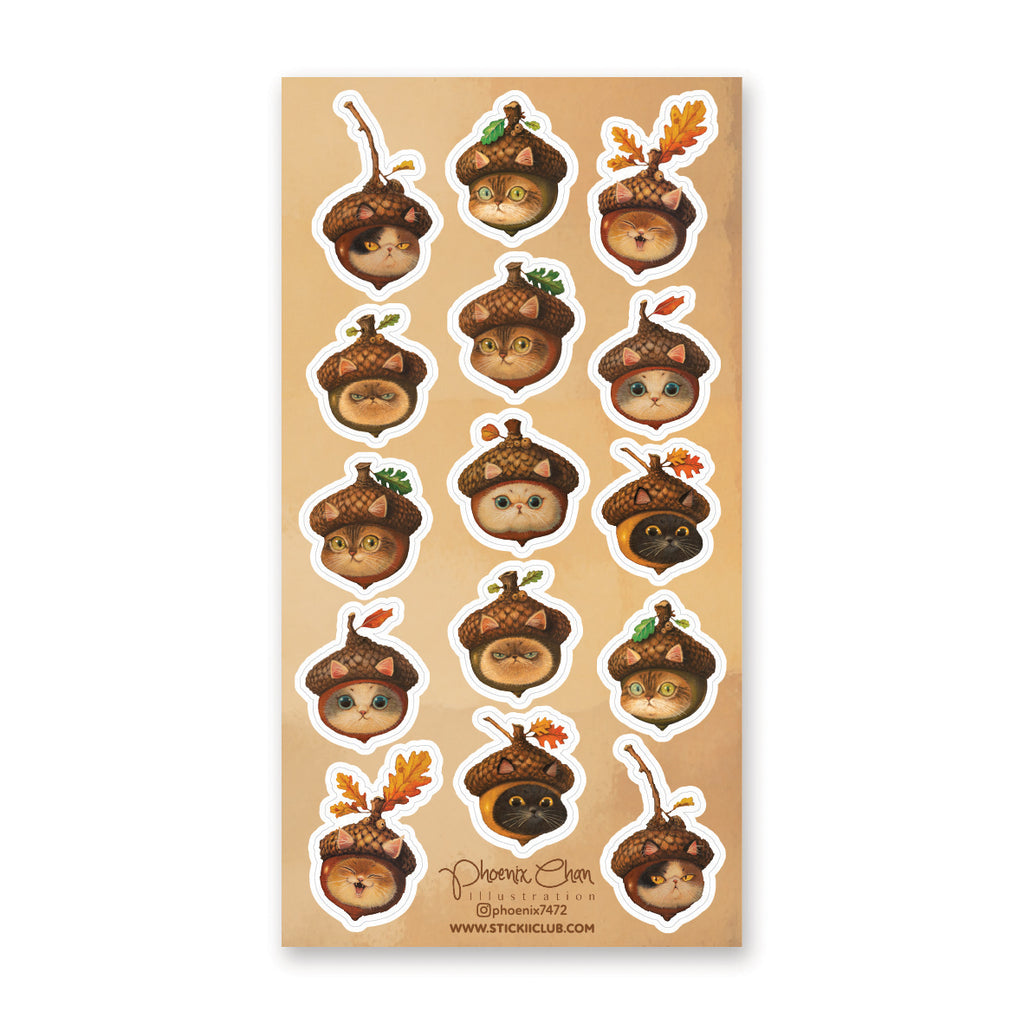 Acorn-Capped Kitties Sticker Sheet – STICKII