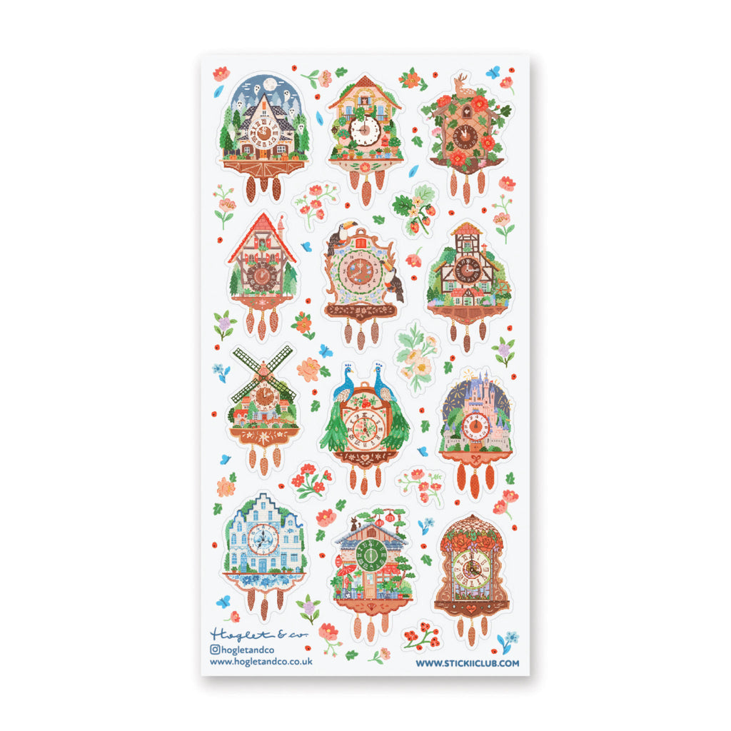 Colorful Cuckoo Clocks Sticker Sheet – STICKII