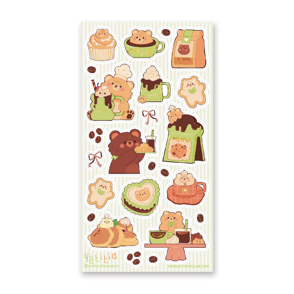 Kawaii Kuma Cafe Sticker Sheet – STICKII
