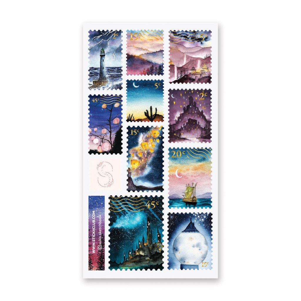 Night Sky Stamps Sticker Sheet – STICKII