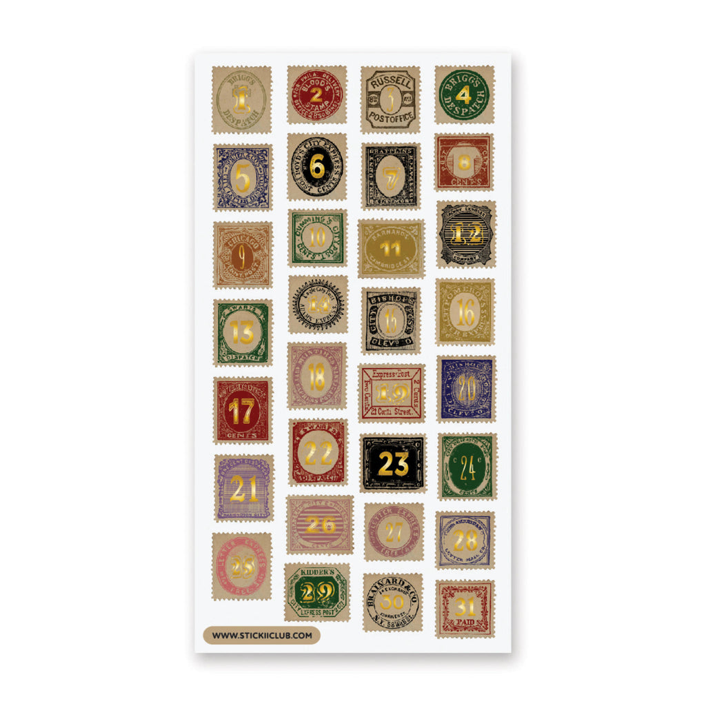 Gilded Stamp Numbers Sticker Sheet – STICKII